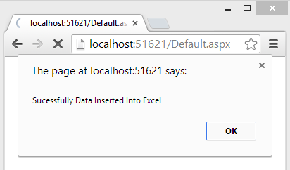 Insert Data Into Excel Using ASP.Net